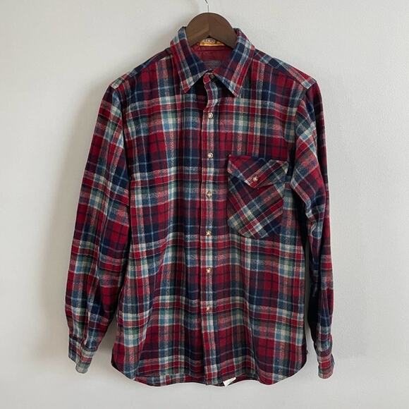 Pendleton | Shirts | Pendleton Vintage Lobo Shacket Plaid Wool Shirt Jacket Suede Elbow Patches ...